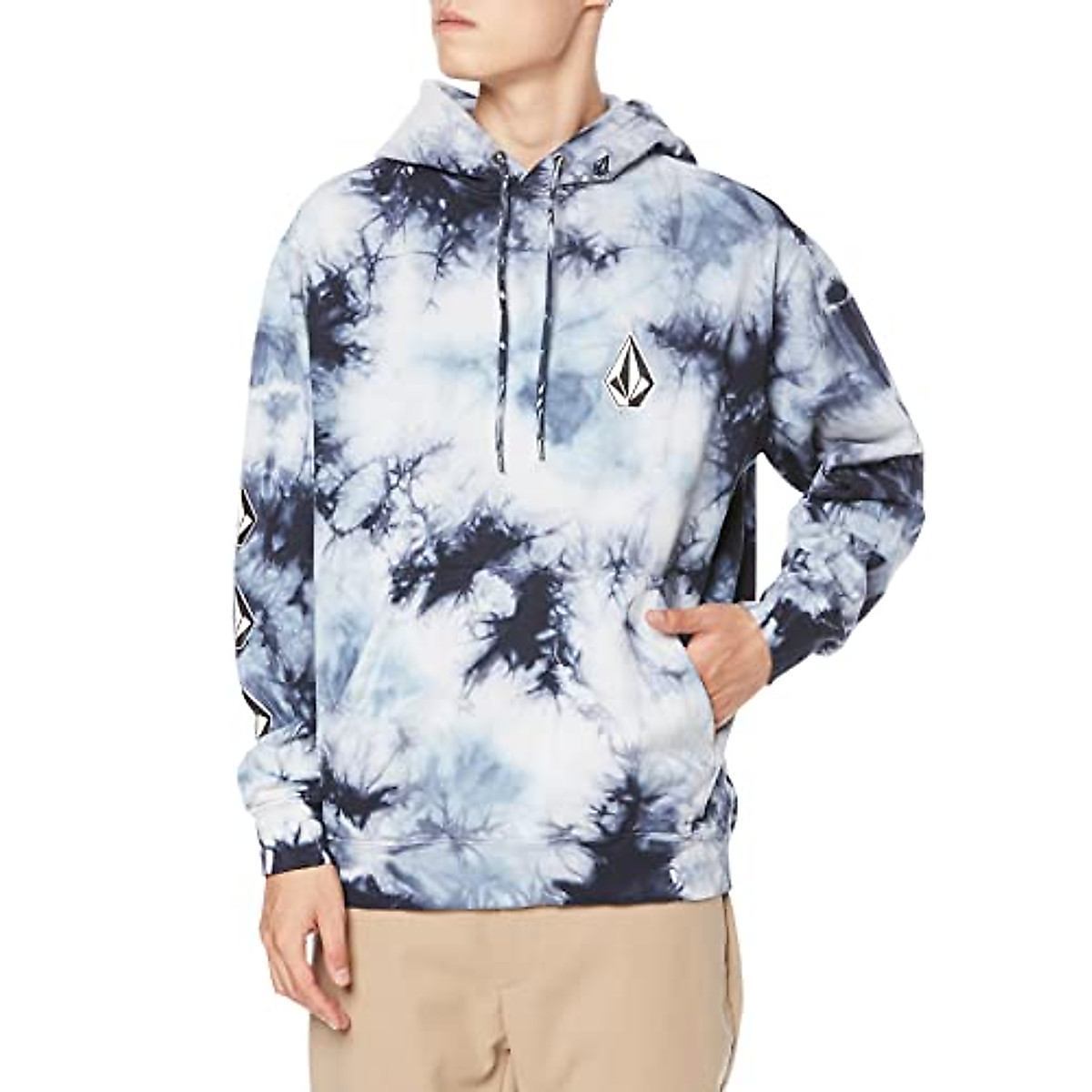 Volcom Mens Deadly Stones Fleece Pullover Hooded Sweatshirt, Multi Tie Dye, X-Large US