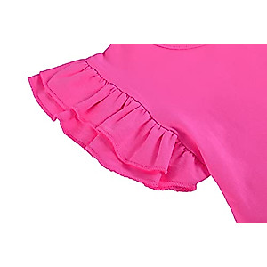 LNKXRTY Toddler Girls Cotton Dress Double Flutter Sleeve Baby Ruffle Dress Kids Casual Swing Dresses 392 Rose Red 90