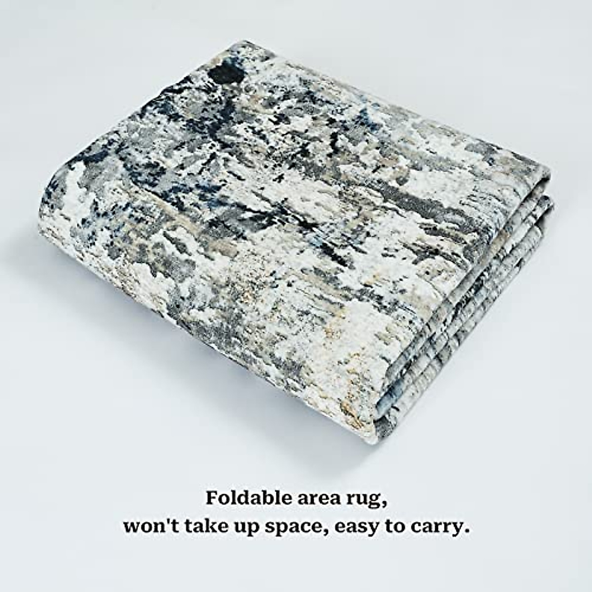 Miukiki 8x10 Area Rugs for Living Room,Anti-Slip Backing Washable Rug,Stain Resistant Modern Abstract Large Area Rug,Ultra-Thin Room Decor Rugs (Navy/Gold,8'x10')