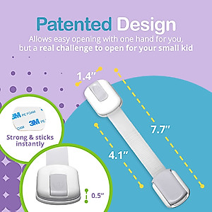 Adjustable & Reusable Child Safety Cabinet Locks & Latches, Baby Proofing Door Window, Cabinet, Toilet, & Refrigerator Lock, Child Safety Strap Locks with Adhesive Pads, Pack of 2, Silver - Wonderkid
