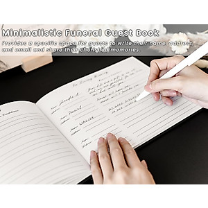 Twill Funeral Guest Book - in Loving Memory Guestbook with a Memory Table Sign - Hardcover Guest Sign in Book for Funeral Service - 320 Entries, 9"x7.5", Black