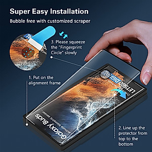 AACL [Fingerprint Compatible][3-Pack] 3D Curved Tempered Glass for Samsung Galaxy S22 Ultra 5G Screen Protector, [Easy Installation with Alignment][Anti-Scratch][Case Friendly]