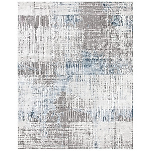 SAFAVIEH Craft Collection Area Rug - 9' x 12', Grey & Blue, Modern Abstract Design, Non-Shedding & Easy Care, Ideal for High Traffic Areas in Living Room, Bedroom (CFT874F)