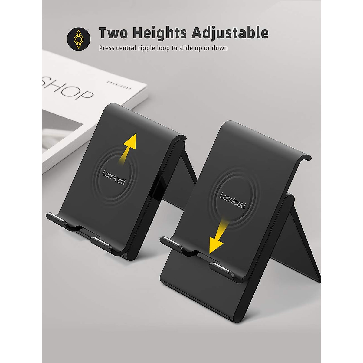 Lamicall Adjustable Tablet Stand Holder - Foldable Desktop Stand Charging Dock for Desk Compatible with iPad Air Mini Pro 9.7,12.9, Phone 12 Mini 11 XS Max XR X Plus S10 S9 S8 Smartphones (4-13”)