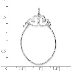 Mireval 10k White Gold Double Hearts on Top Holder for Charm (26 x 35 mm)