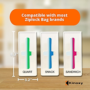 Baggy Rack Holder For Food Prep Bag, Freezer Hands Free Baggy Rack Holder, Snack Sandwich Quart Meal Prep Bag Holder, Bag Storage Box Organizer & Label Stickers Included