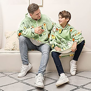 rericonq Blanket Hoodie, Oversize Hoodie Blanket Wearable For Women Man Teens,Warm Fleece Sweatshirt With Giant Pocket Thick Flannel Blanket Hooded