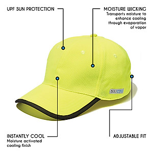 BUILTCOOL Adult Cooling Baseball Hat – Men & Women Moisture Wicking, Mesh Back, Lightweight, Performance Ball Cap for Fishing, Hiking, Kayaking, Golf, One Size, Safety Yellow