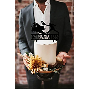 Funny Wedding Cake Topper - Playful Groom Chasing Runaway Bride with Oversized Hand - Perfect for Fun-Loving Couples and Humorous Weddings