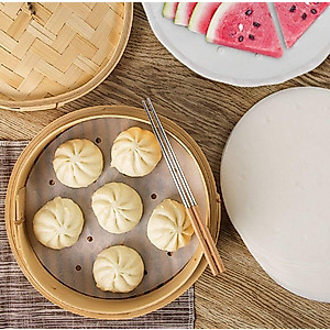 YQL 7 Inch Air Fryer Liner,200PCS Parchment Paper for Air Fryer Precut Perforated Parchment Paper Bamboo Steaming Paper for Steaming Basket and More