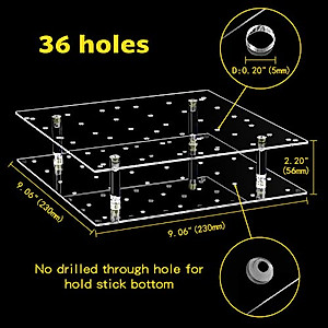 Acrylic Cake Pop Display Stand, ANMEISH 36 Hole Clear Lollipop Holder with LED String Lights, Ideal for Weddings Baby Showers Birthday Party Anniversaries Holiday Candy Decorative (Yellow Light)