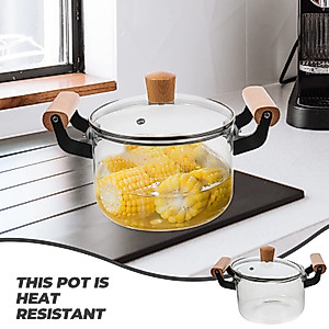 VOSAREA Glass Soup Pot Soup Pot Food Cooking Steam Pot Soup Serving Bowl Instant Noodle Bowl Noodle Pot Shabu Hot Pot Soup Pan Clear Ramen Pot Pasta Jug Glass Glass Cooking Pot