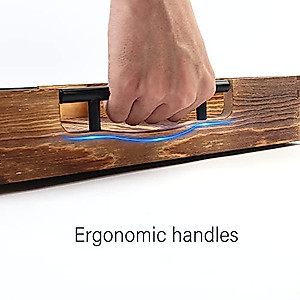 LotFancy Large Ottoman Tray for Living Room, 17x13'' Wood Serving Tray with Handles, Home Décor for Coffee Table, Sofa, 2 Skidproof Coasters Included