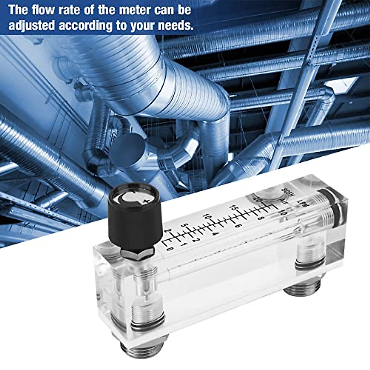 2pcs Acrylic PMMA Adjustable Panel Type Gas Flowmeter 1~10LPM, 1/4' M18*1.5, Panel Gas Meter, for Adjusting Gas