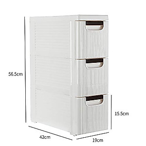 Rolling Cart Organizer Unit with Wheels Narrow Slim Rolling Storage Cart and Organizer Kitchen Storage Cabinet Beside Fridge Plastic Rolling Shelf with Drawers for Living Room Bathroom Bedroom