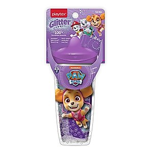 Playtex Baby Sipsters Stage 3 PAW Patrol Sippy Cups, Spill-Proof, Leak-Proof, Insulated, Glitter - Purple, 9 Oz, 1 Count