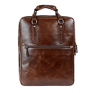 HULSH Leather Backpack For men and women 18 Inch - Full Grain Vintage Leather Laptop Backpack - Camping travel Rucksack Knapsack - Casual Bookbag Daypack with rustic look