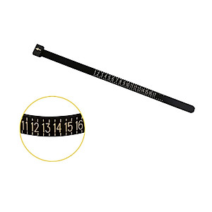 1 Pack US Ring Sizer Measuring Gauge, 1-17 US Rings Size, Plastic Finger Sizing Measure Tool, Reusable, Black