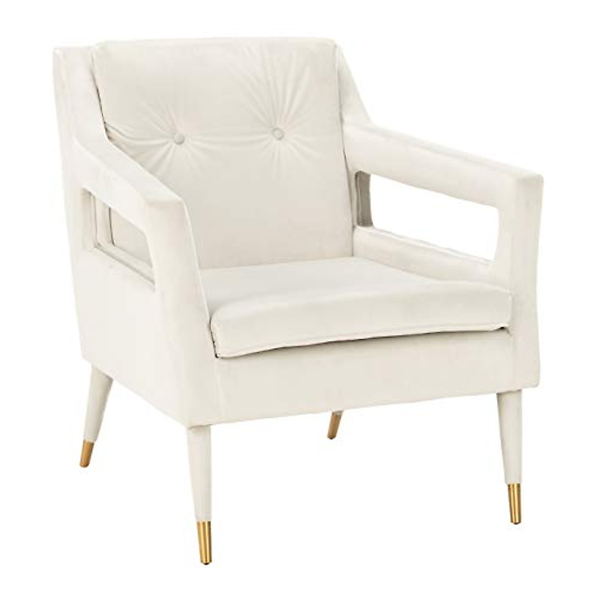 Safavieh Home Mara Retro Glam Silver Velvet and Gold Tufted Accent Chair