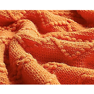 Dream Sunset Knit Throw Blanket 50 x 60 Inch, for Couch, Sofa, Bed and Decoration. Super Soft, Comfy and Lightweight for New Spring. Original Pattern with Tassel Fringes. Sunrise Orange