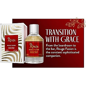 AHUJA Rouge Fusion Unisex Eau De Parfum 3.4 fl oz - Vanilla Perfume W/Bold Citrus Scents & Allure Of Roses, Geraniums, & Pine - Sophisticated Scents