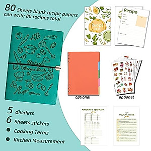 Personalized Blank Recipe Book Binder, Custom Leather Family Cookbook Journal, Recipe Sketchbook to Write in, Laser Engraved, Handcrafted Gift for Valentines, Christmas, Birthday, Husband, Mom, Dad