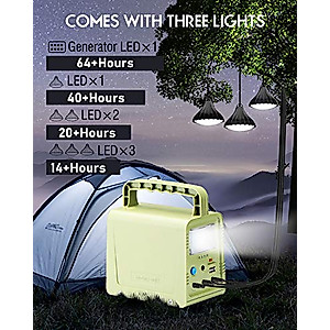 WAWUI Portable Solar Generator 84Wh, Portable Solar Power Station with Solar Panel & Flashlights, Rechargeable Power Bank, Camping Lights with Battery, USB DC Outlets, for Travel Hunting