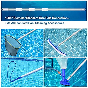 ARLBA Upgraded Professional 16.5 Feet Swimming Pool Pole Telescopic Aluminum Thicken 1.30mm Adjustable Fits Skimmer Net Rake Vacuum Head Brush Pool Cleaning Equipment Heavy Duty -Universal Fit 1-1/4