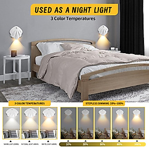 WHTAOMILI Motion Sensor Night Light, Battery Operated Wireless Wall Sconces, Magnetic LED Wall Light, Wall Mounted Lamps with 3 Color Temperatures&Dimmable for Bedroom Hallway Stairway-2 Pack (White)