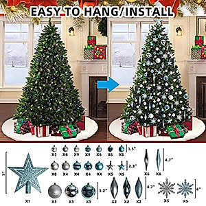 PEIDUO Christmas Ball Ornaments for Christmas Trees, 119 CT Shatterproof Christmas Tree Decorations, Silver Christmas Ornaments Set for Xmas, Holiday, Wreath and Party Decorations