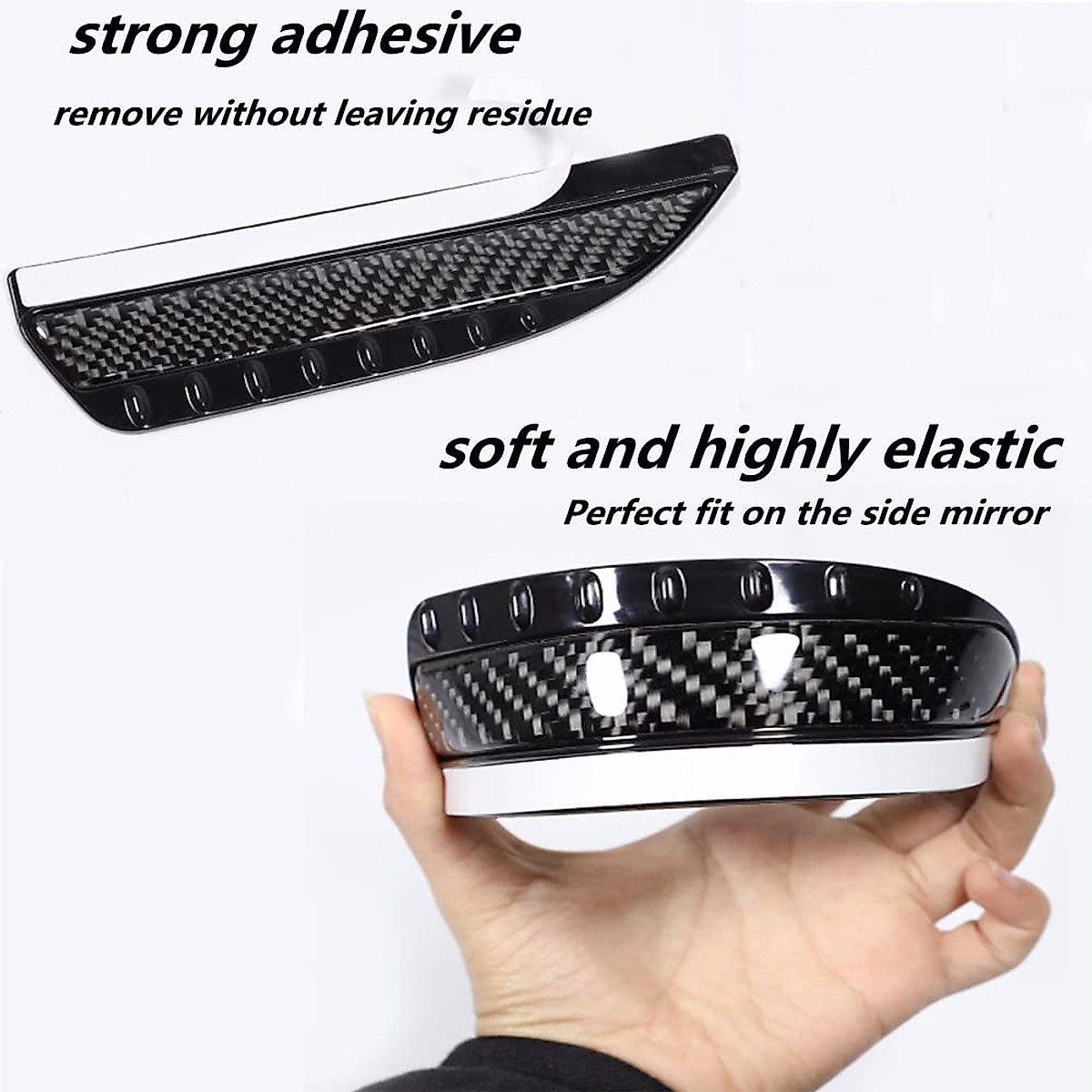 Bigens 2PCS Universal Car Rear View Mirror Rain Cover Sun Visor Eyebrow Carbon Fiber Side View Mirror Rain Guard Auto