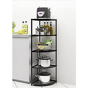SHELF 5 Tier Kitchen Corner Shelf Rack Multi Layer Pot Rack for Organizer Cookware Stand Stainless Steel Shelves Holder