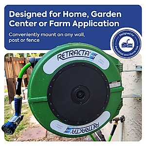 Macnaught Retractable Garden Hose Reel, 60 Ft Water Hose Reel Heavy Duty Retractable Hose with Metal 180° Swivel Rotation Bracket for Wall Mount - Green