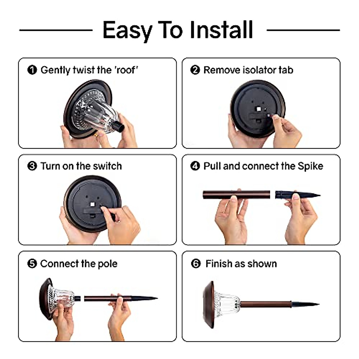 SOLPEX Solar Path Lights, 4 Pack High Lumen Solar Garden Lights, Solar Powered Waterproof Pathway Lights, Automatic Led Warm White Solar Yard Lights for Driveway, Walkway, Landscape, Lawn