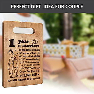 1st Anniversary Wedding Gifts for Couple, Happy First Wedding Anniversary Cutting Board, 1st Year of Marriage Gift for Her/Him, One Year as Husband and Wife, Mr and Mrs
