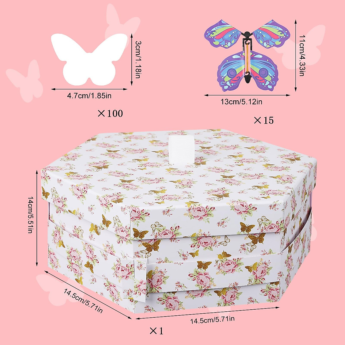 Auidy_6TXD Butterfly Explosion Gift Box, Flying Butterfly Surprise Gift Box 5.7x5.7x5.5 inches, DIY Exploding Surprise Flying Butterfly Gift Box for Gift, Birthday, Wedding, Party, Anniversary