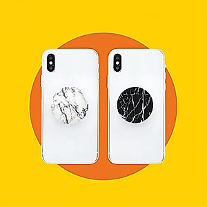 4 Pack/Cell Phone Stand,Foldable Finger Holder for Smartphones - White Black Marble