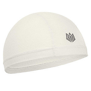 FitsT4 Active Sweat Wicking Bike Helmet Liner Cycling Skull Cap with UPF 50+ Sun Protection & Mesh Cooling for Women & Men White