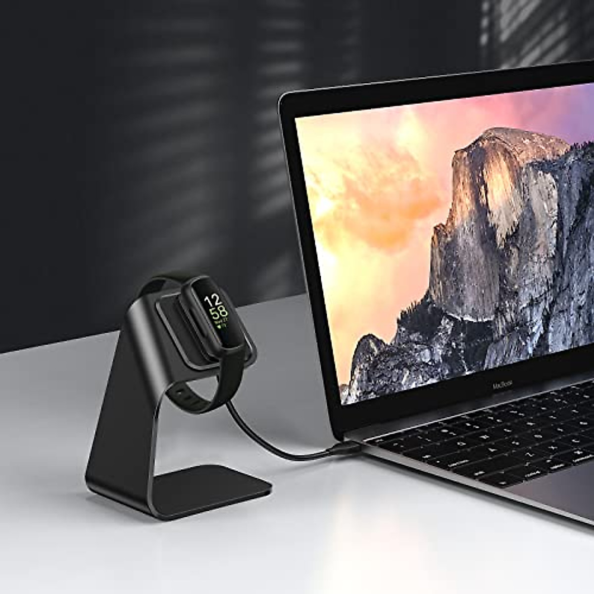 NANW Charger Dock Compatible with Fitbit Inspire 3, Charger Stand Charging Cable Station Base Cradle with 4.5ft USB Cord Replacement Accessories for Inspire 3 Smartwatch, Black