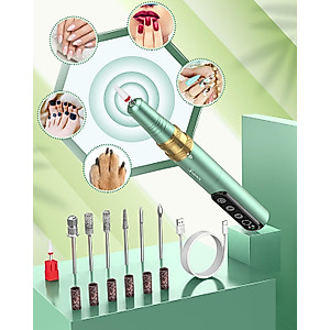 SENIGNOL Electric Cordless Nail Drill, 35000RPM Portable Nail Drill Machine for Gel Acrylic Nails, Rechargeable Nail File for Home Salon Manicure Pedicure and Polishing