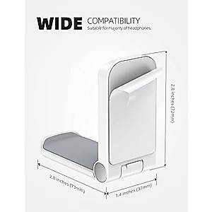Lamicall Headphone Stand, Sticky Headset Hanger - 2 Pack Adhesive Headphone Holder Hook Mount, Headset Holder Clip Under Desk, Earphone Clamp for Airpods Max, HyperX, Sennheiser, White