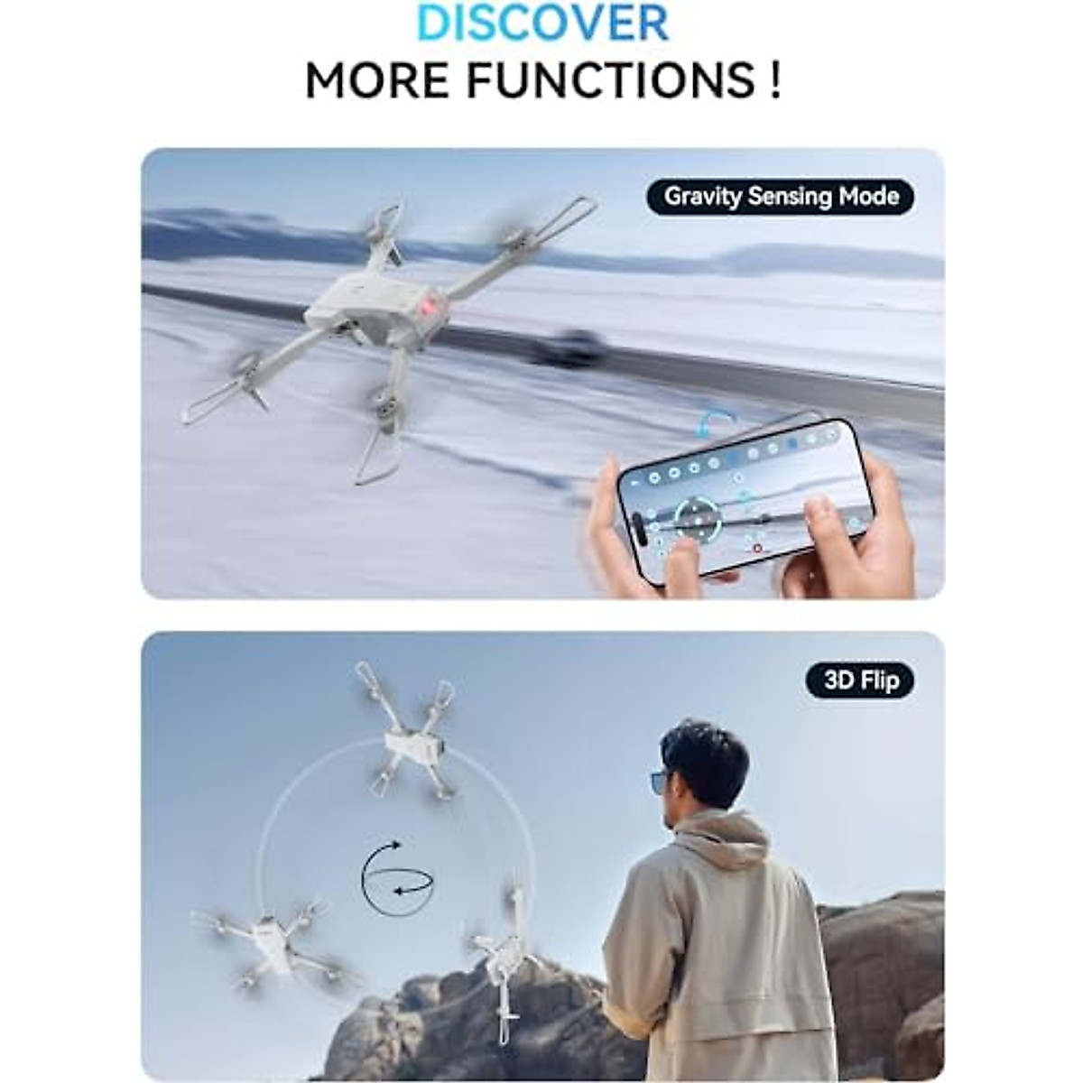 Drone with Camera for Adults - ROVPRO Dual Camera S60 RC Quadcopter with APP Control - Obstacle Avoidance, Waypoint Fly, Altitude Hold, Roll Mode, Headless Mode, 2 Batteries