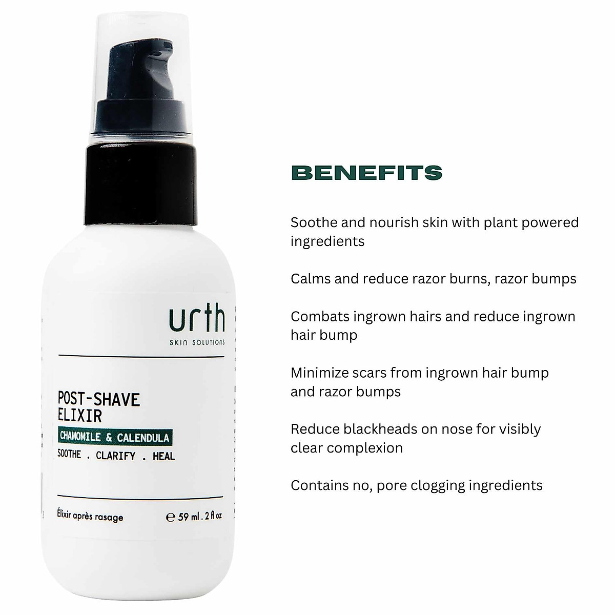 Urth Post Shave Elixir Razor Bump Treatment & Ingrown Hair Remedy for Men with Vitamins C and E for Soothes & Restores Skin.