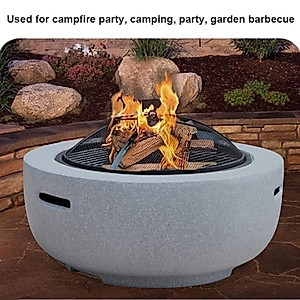 Wyxy Fire Pits for Gardens and Terraces, Outdoor Garden Fire Bowls with Grills and Net Covers, Round Table Tops for Placing Drinks and Barbecue Supplies