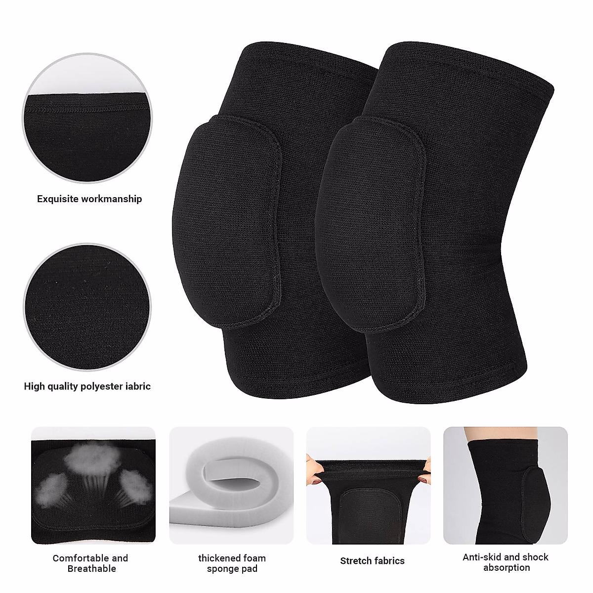 JMOKA Non-Slip Knee Brace Soft Knee Pads Breathable Knee Sleeve Knee Pads Volleyball Knee Pads Dance Knee Pads,Yoga Knee Pads Basketball Knee Pads Knee Guard Sports Knee Pads Knee Support (L)