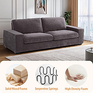 EASELAND 88" Chenille Loveseat Sofa for Living Room, Modern Deep Seat Sofa Couch with Removable Back and Seat Cushions, Comfy Sofa with Wood Legs and Armrest(Dark Grey)