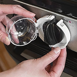 COZYCUDDLES Stove Knob Covers Protector Kit with Adhesive Tapes - Easy to Use Covers for Gas Stoves - Child Safety Guards for Baby and Toddler Proofing - 5 Pieces (Standard Size Stove Knobs)