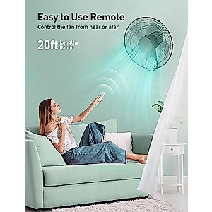 PARIS RHÔNE Wall Mount Fan with Remote,16 Inch Wall Fan with 5 Blades, 5 Speeds, 8 Hour Timer, 90° Oscillating Quiet Wall Fan with Remote for Home Office Bedroom Living Room Garage