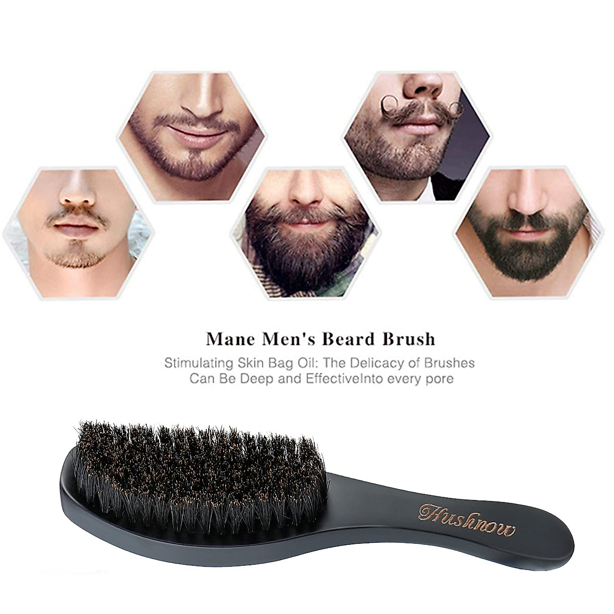 Beard Brush for Men,Boar Bristle Beard Grooming Brush, with Handle 8 Inches Long