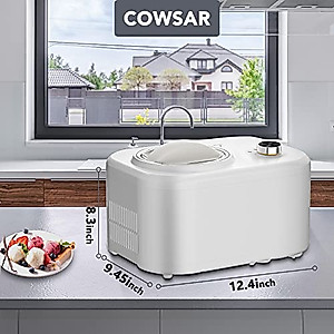 COWSAR Fully Automatic Ice Cream Maker with Built-in Compressor,Fruit Yogurt Machine Pre-freezing is No Needed,Removable Ice Cream Bowl, Easy Clean (CH-IC3908-1)